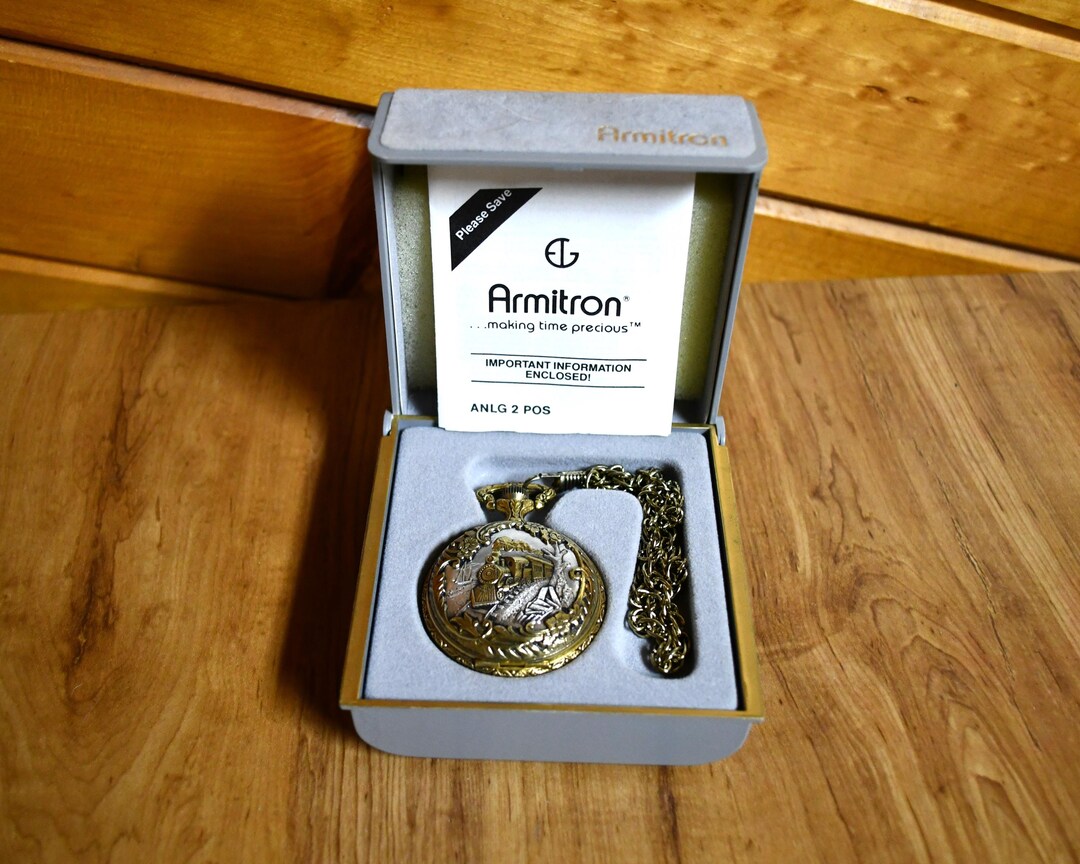 Vintage Armitron 3-D Locomotive Train Engine Pocket Watch With Box and ...