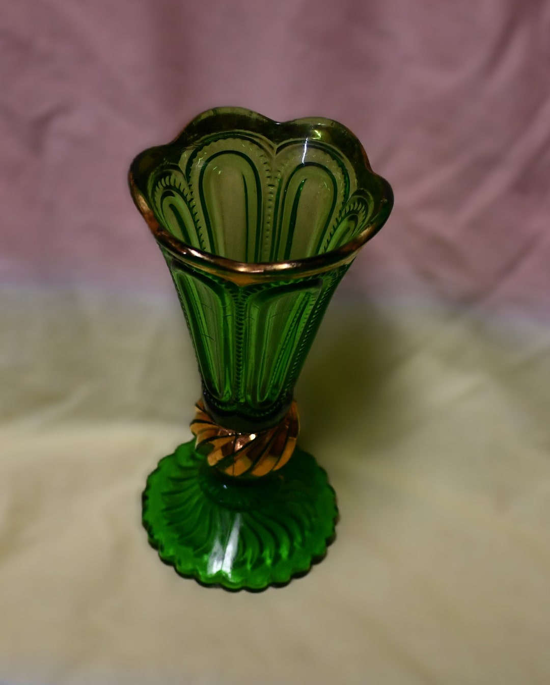 Antique - Six Inch Bud Vase - EAPG Glass Beautiful Croesus - Emerald ...