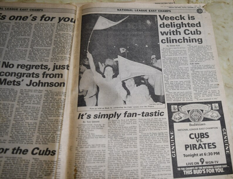 Vintage September 25, 1984 Chicago Sub Times Newspaper - Chicago Cubs ...