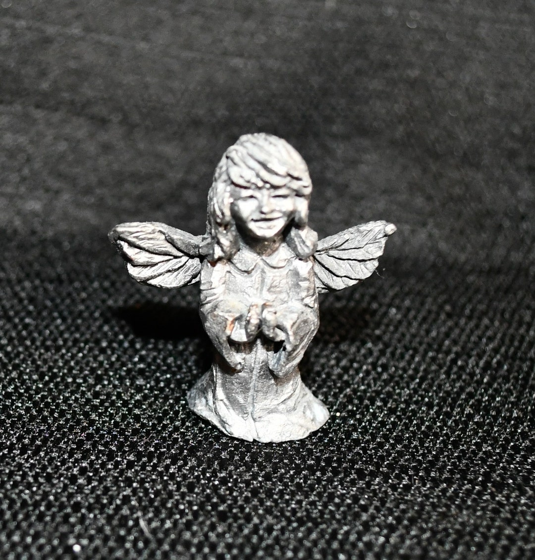 Vintage Michael Ricker Pewter Angel Nativity Diorama Miniature Art ...