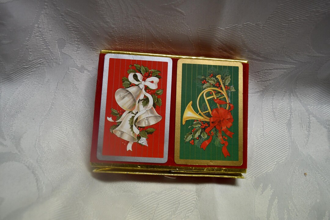 Vintage Set of 2 Decks of Congress Christmas Bells/horn Playing Cards ...