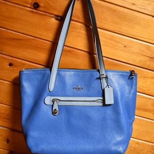 Coach Blue Taylor Pebble Leather Tote / Purse / Bag No. M1681-58568 ...