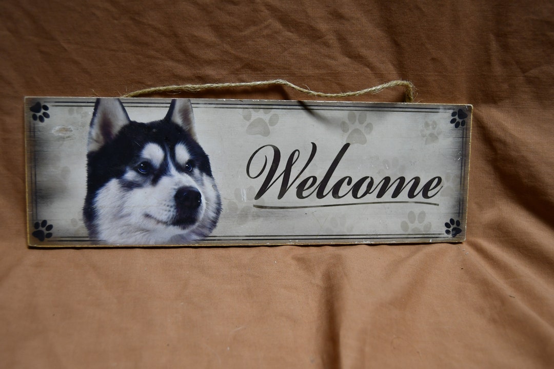 Gently Used Siberian Husky / Alaskan Malamute Welcome Wooden Sign - Etsy