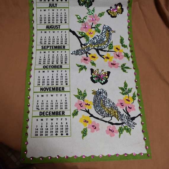 Calendars & Planners Paper Vintage Cloth Calendar 1980 Birds Sunflowers ...