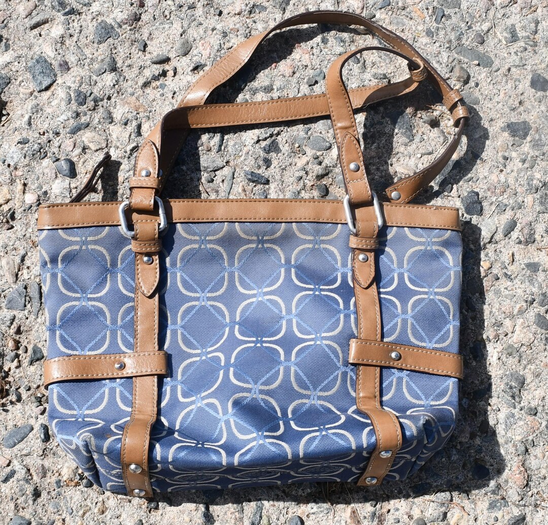 Vintage Nine West Geometric Pattern Shades of Blue Handbag/purse Faux ...