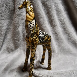 Vintage La Vie Safari Decoupage / Patchwork Glazed Ceramic Giraffe ...