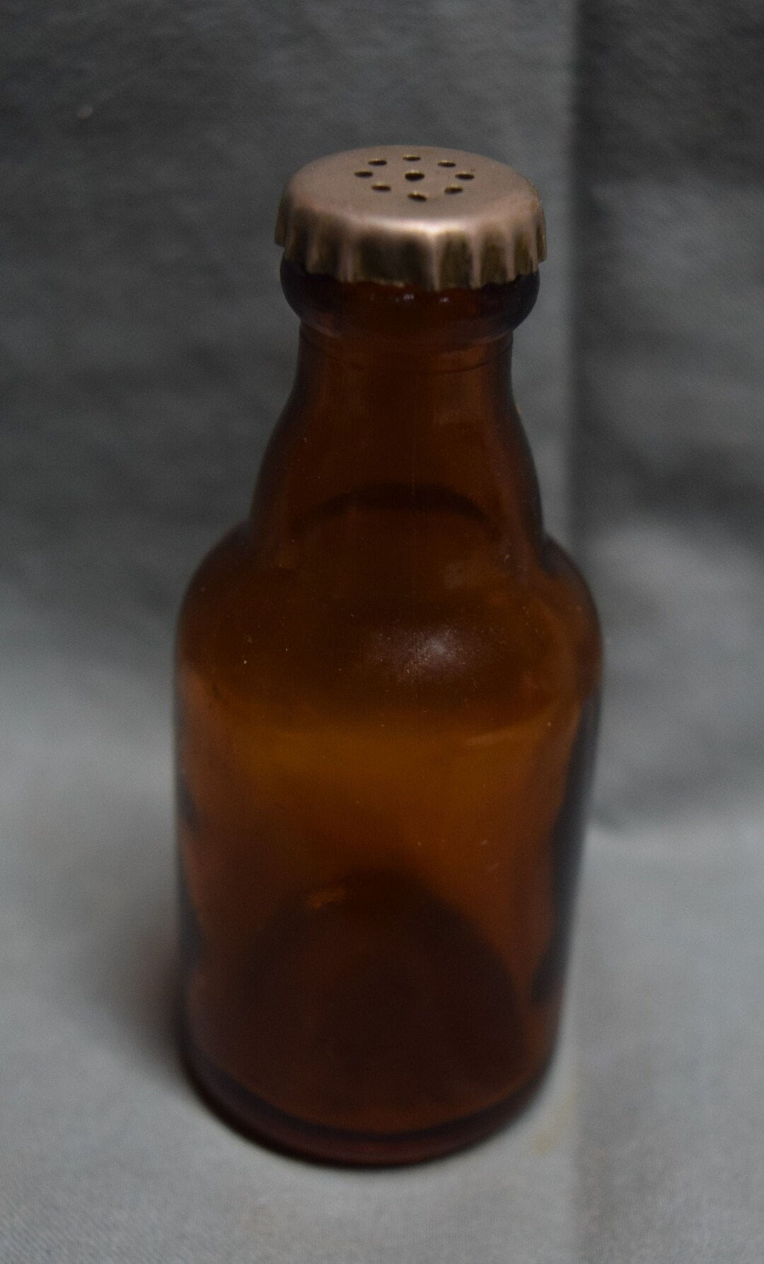 Vintage Salt/pepper Shaker Beer Bottle - Dark Amber Glass - Metal Top ...