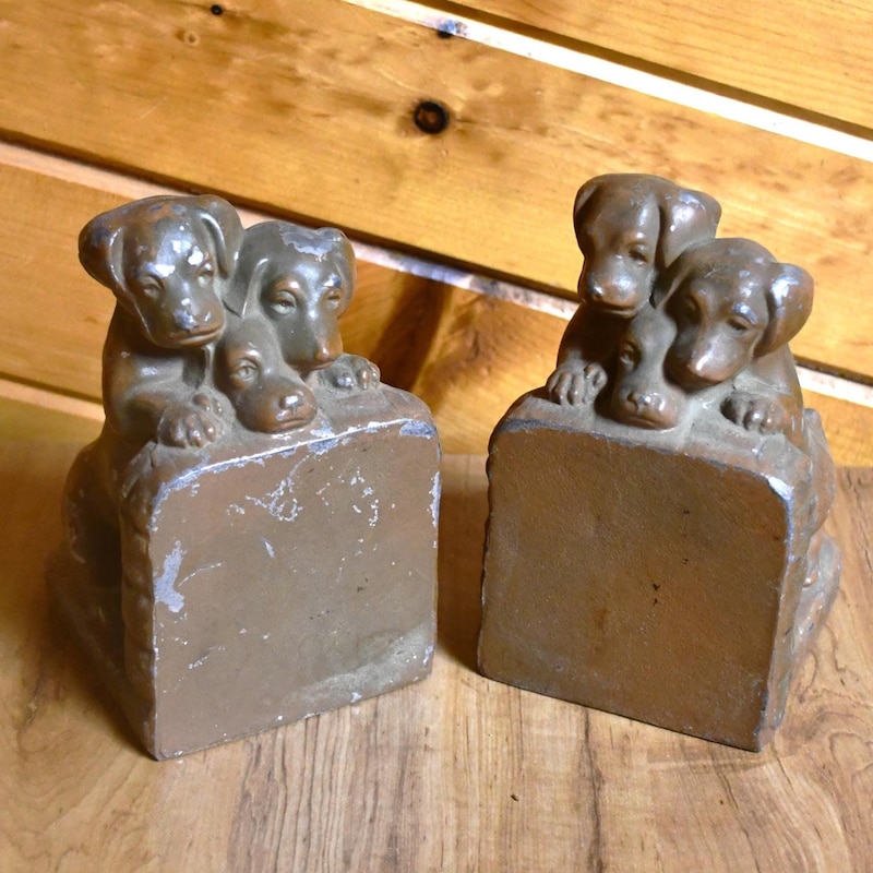 Vintage Bronze Dog Bookends - Etsy