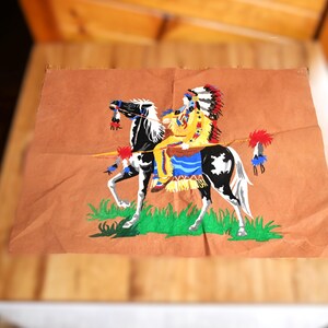 Vintage Artex Hand Painted Native American Warrior on Horseback Riding ...