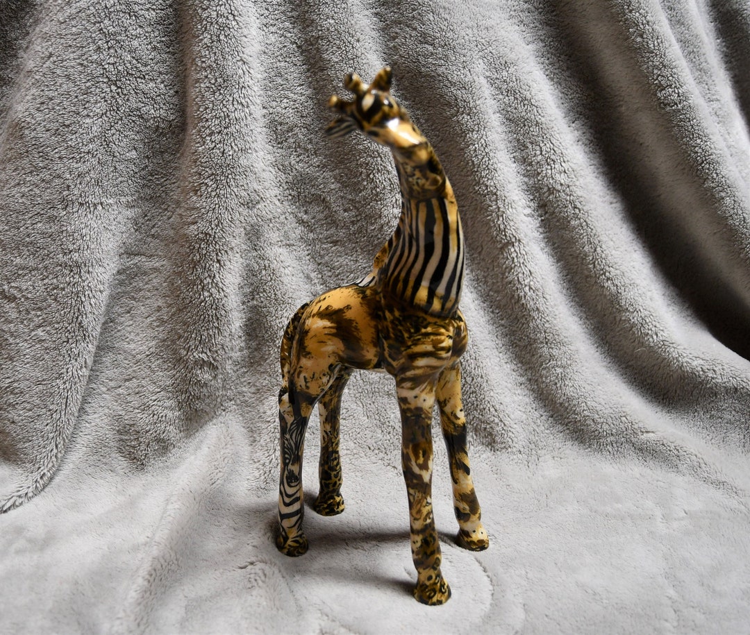 Vintage La Vie Safari Decoupage / Patchwork Glazed Ceramic Giraffe ...