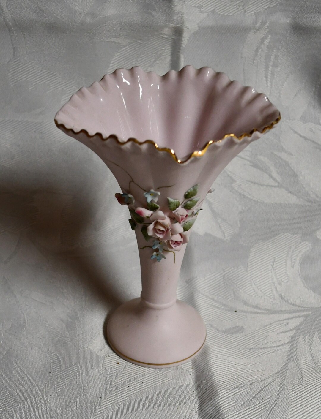 Vintage Lefton China Hand Painted Porcelain Raised Floral Vase / Made ...