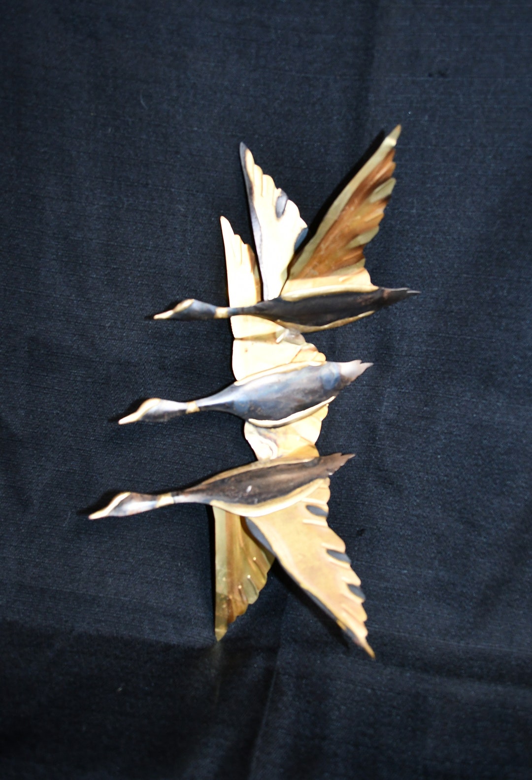 Vintage Mid-century Modern Mixed Metals Flying Ducks / Geese Brass ...