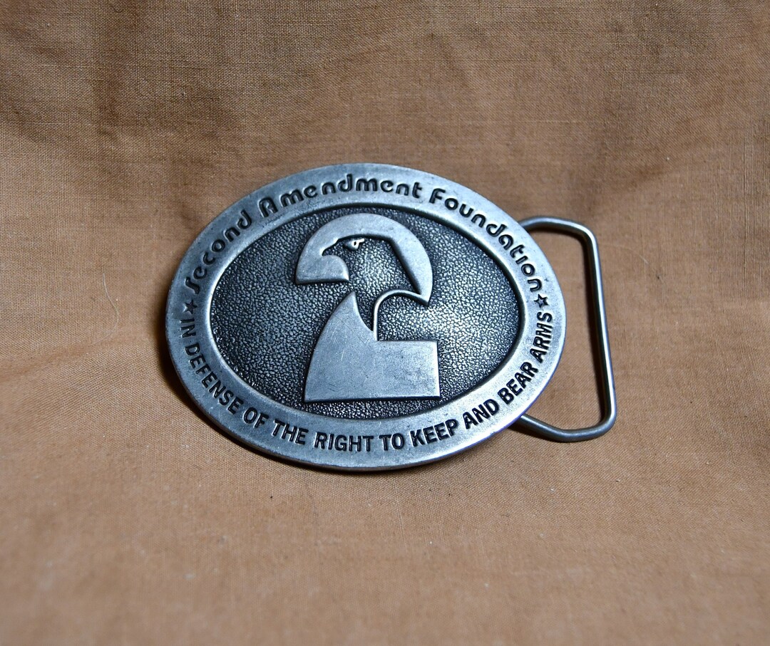 Vintage Brushed Silvertone / Pewter (?) Belt Buckle - Second Amendment ...