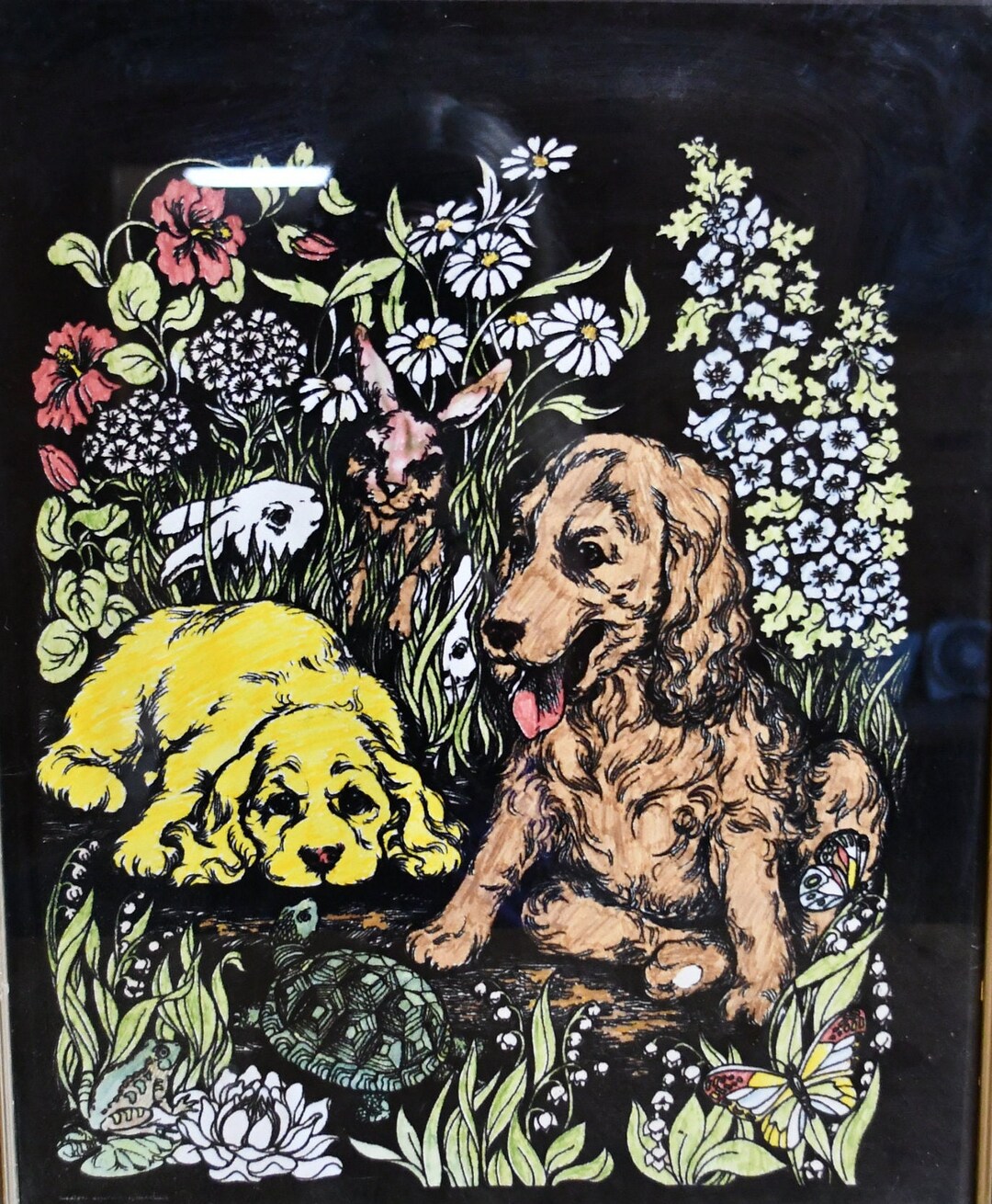 Vintage Western Graphics Corporation Velvet Fuzzy Puppies, Bunnies ...