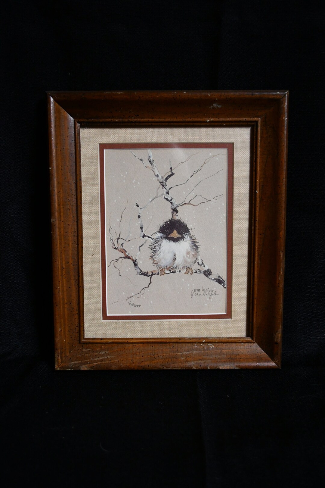 Vintage Wall Decor Chickadee Bird on A Branch Art Print Double Signed ...