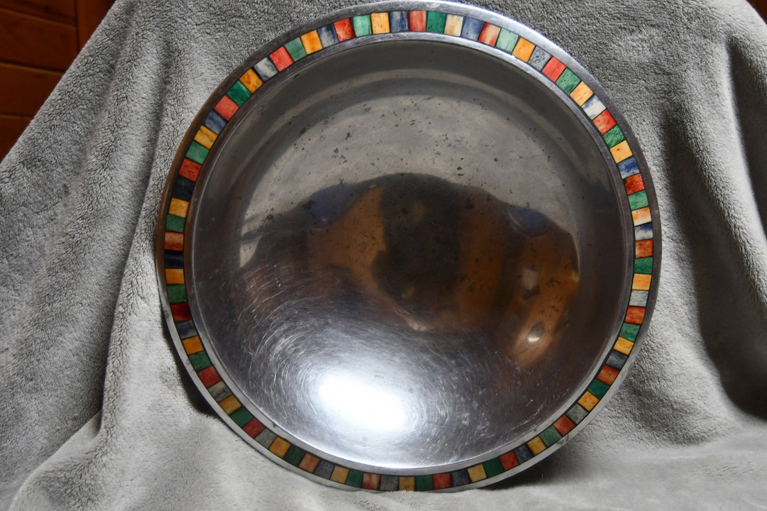 Vintage Mikasa Carnival Aluminum 15 Inch Salad Serving Bowl With Inset ...