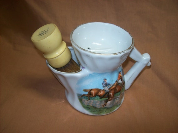 Antique Victorian Shaving Mug Scuttle Hunting Scene / Two | Etsy