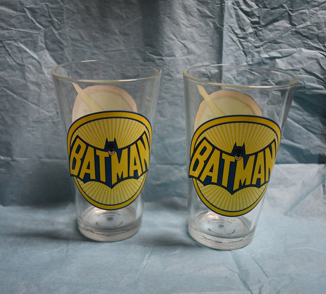 Vintage Pair of 2016 Zak Designs Two Sided Pint Drinking Glasses Batman ...