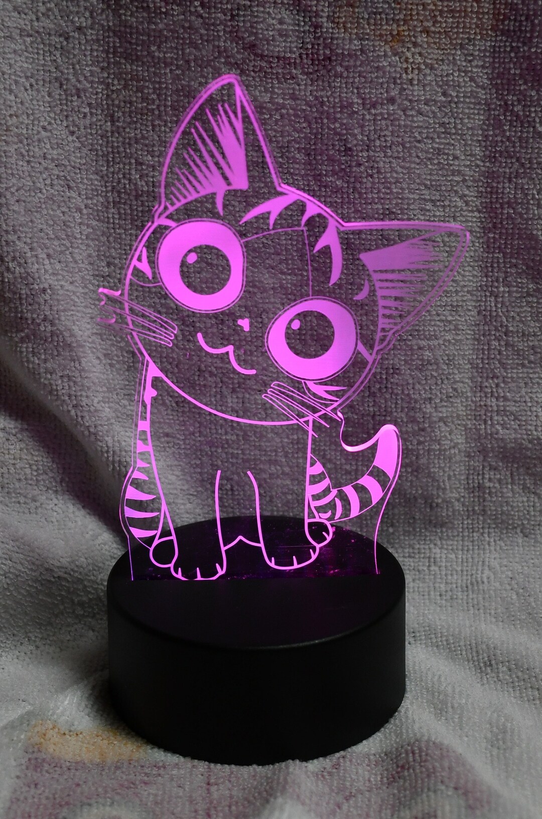Vintage Color Changing Kitten/cat Battery Operated Table Top Lamp/night ...