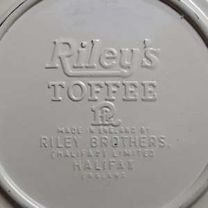 Vintage Riley's Toffee Tin - Graphic of Two Peasants / Embossed Round ...