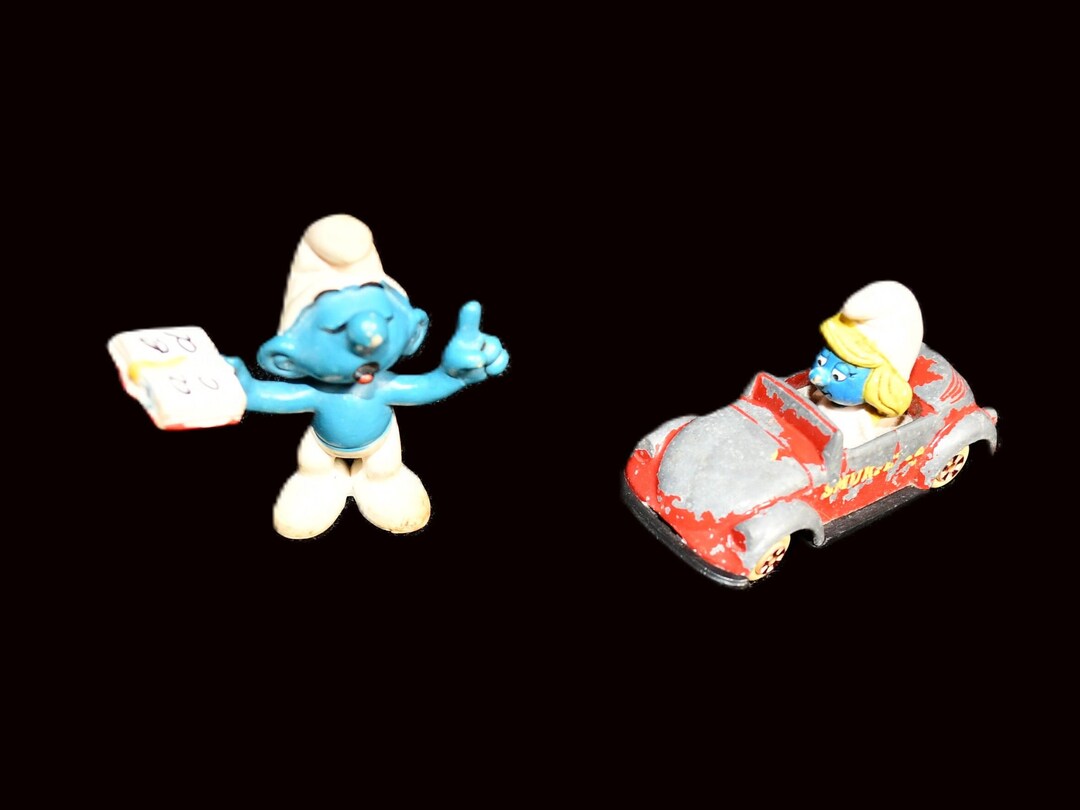 Vintage Lot of 2 Smurf / Smurfette Toys - 1982 ERTL Smurfette in Red ...