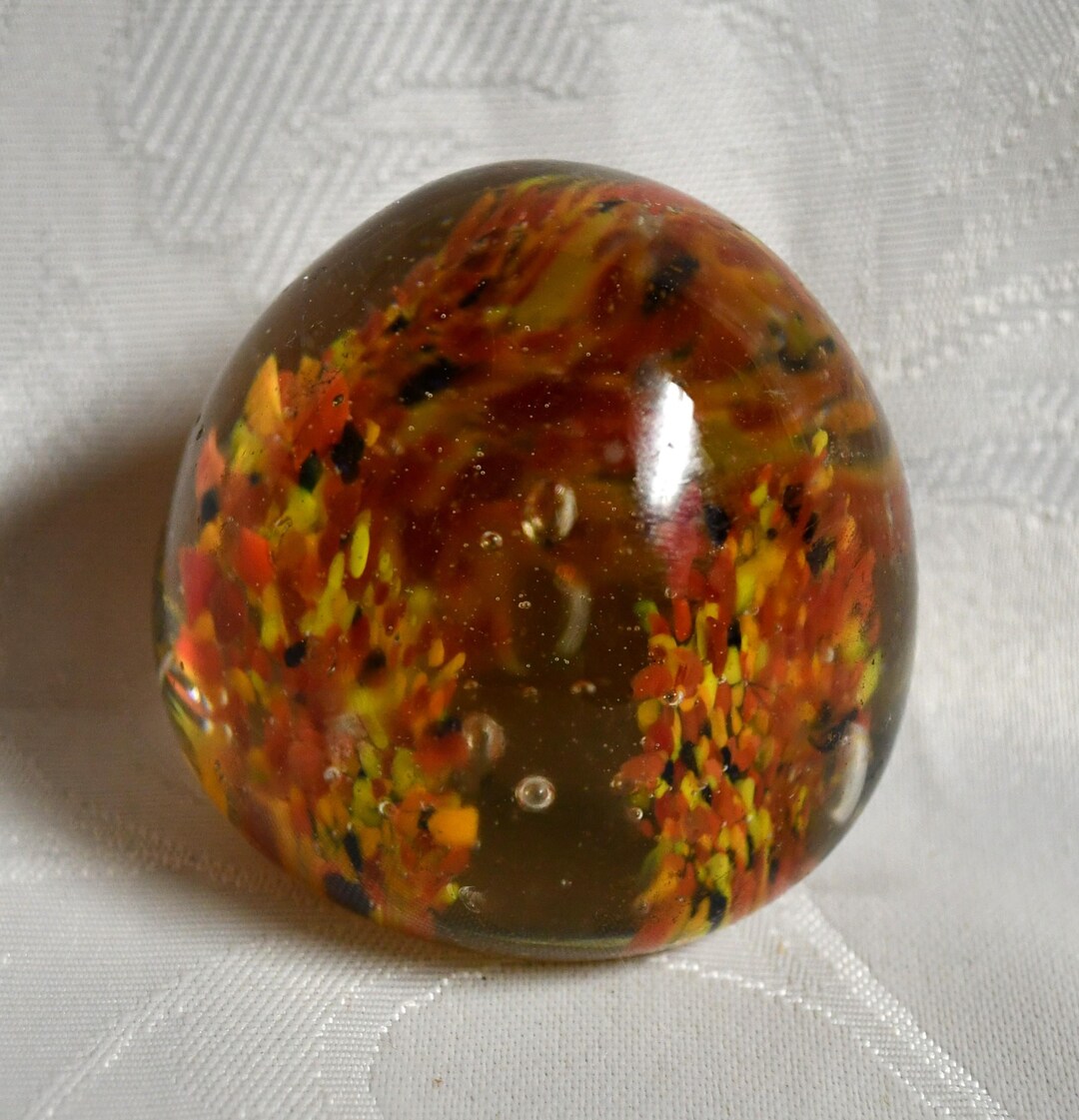 Vintage Art Glass Hand Blown Paperweight - Made in India - Red, Orange ...