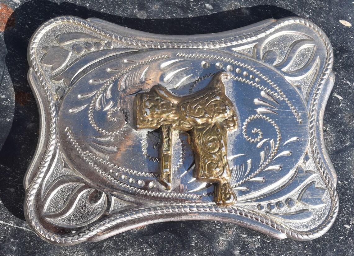Vintage Silver-tone Rodeo Cowboy Cowgirl Belt Buckle - Etsy