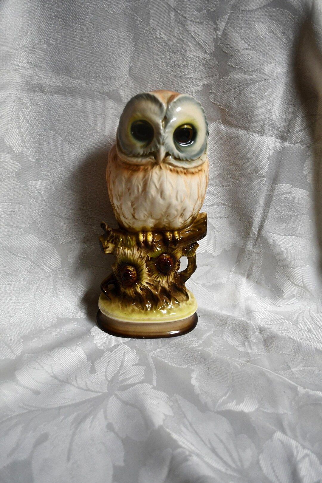 Vintage Ceramic Owl Statue/figurine - Owl Sitting on Branch With ...