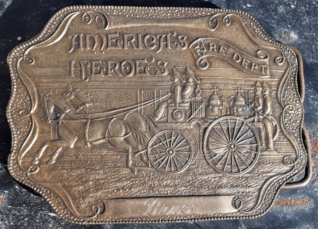 America's Heroes Fire Department Belt Buckle Bergamot Brass Works ...