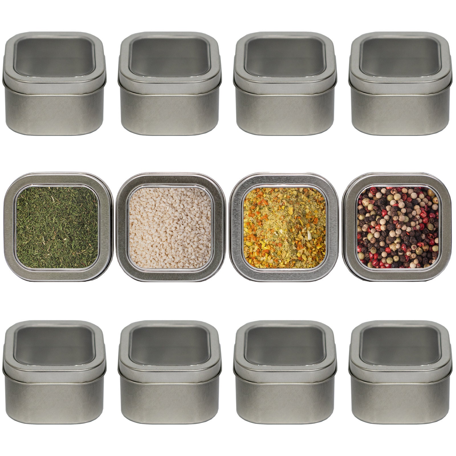 Square Metal Empty Tin, for Candy, Spices, Crafts, Organizing, Party ...