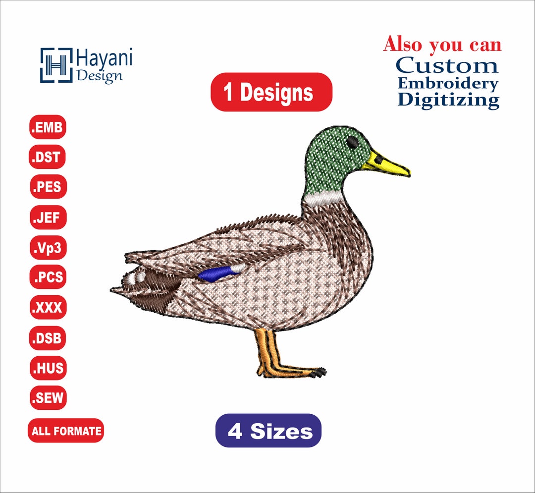 Duck Embroidery Designs/1 Designs /4 Sizes/butterfl Art Logo Machine ...