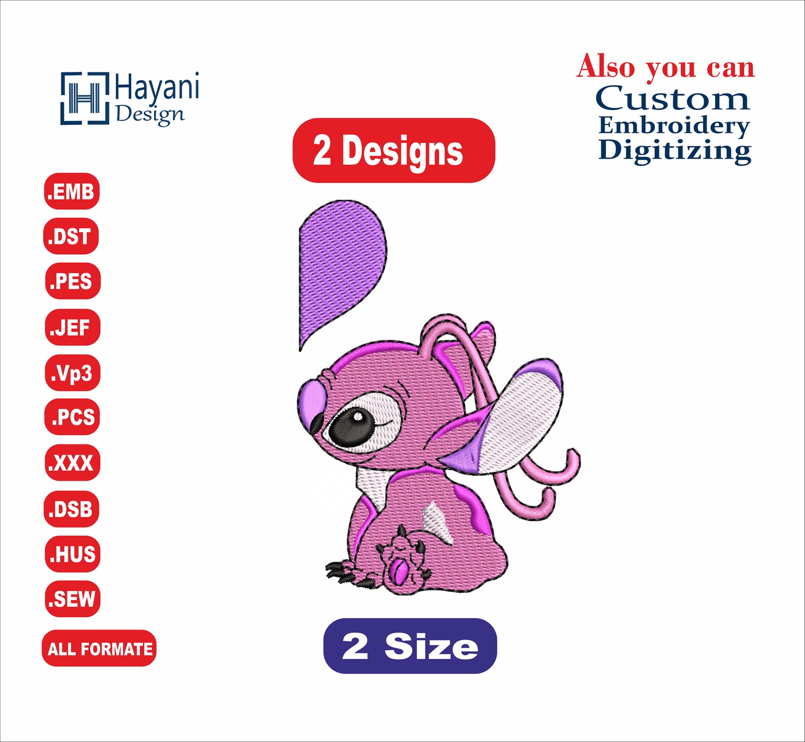 Stitch and Angel Embroidery Designs/2 Designs & 2 Size/ - Etsy