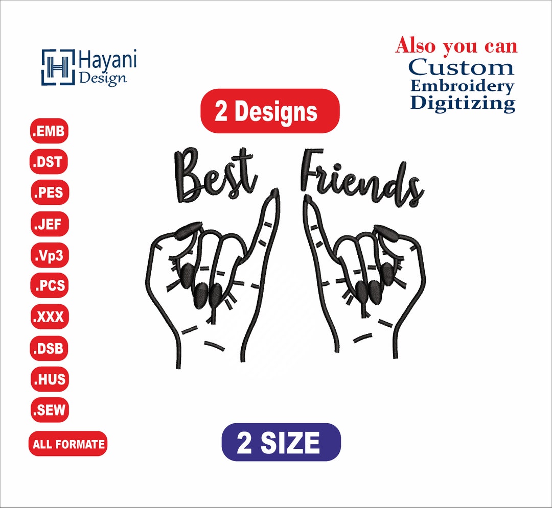 Finger Best Friends Embroidery Design/2 Designs/ Embroidery Designs/2 ...
