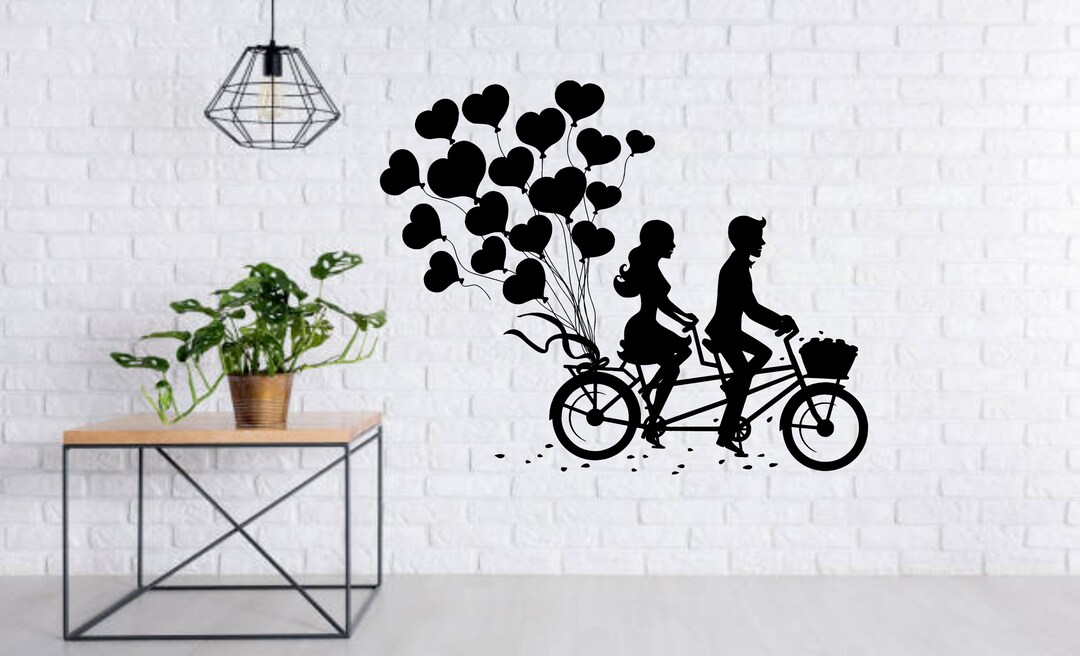 Engraving Romantic Couple on Tandem Bike CDR, SVG,EPS Natural Dxf Files ...