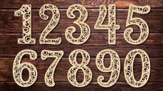 Decorative Number Cutting Template CDR SVGEPS Natural Dxf - Etsy
