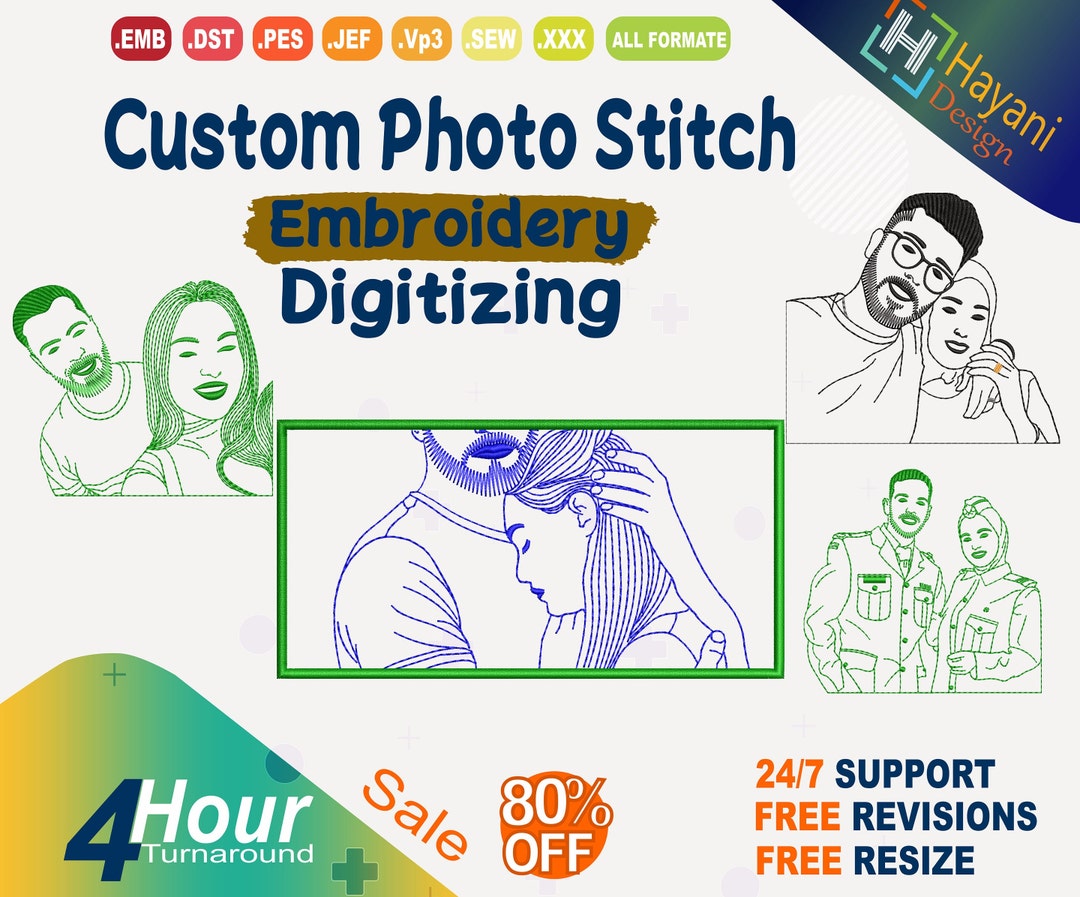 Custom Portrait Embroidery Digitizing /photo Outline Embroidery ...