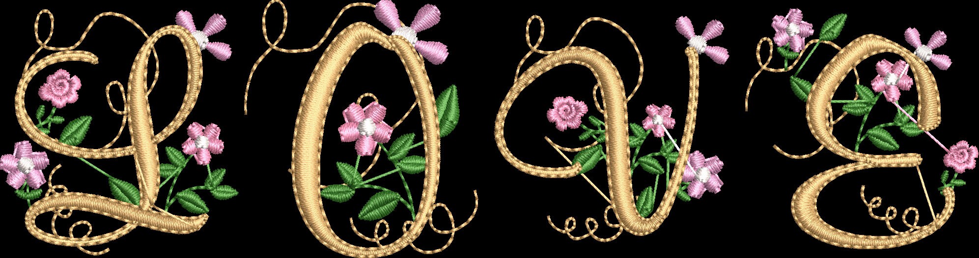 Floral Alphabet Embroidery Designs File, 3 Size Flower Design, Font ...