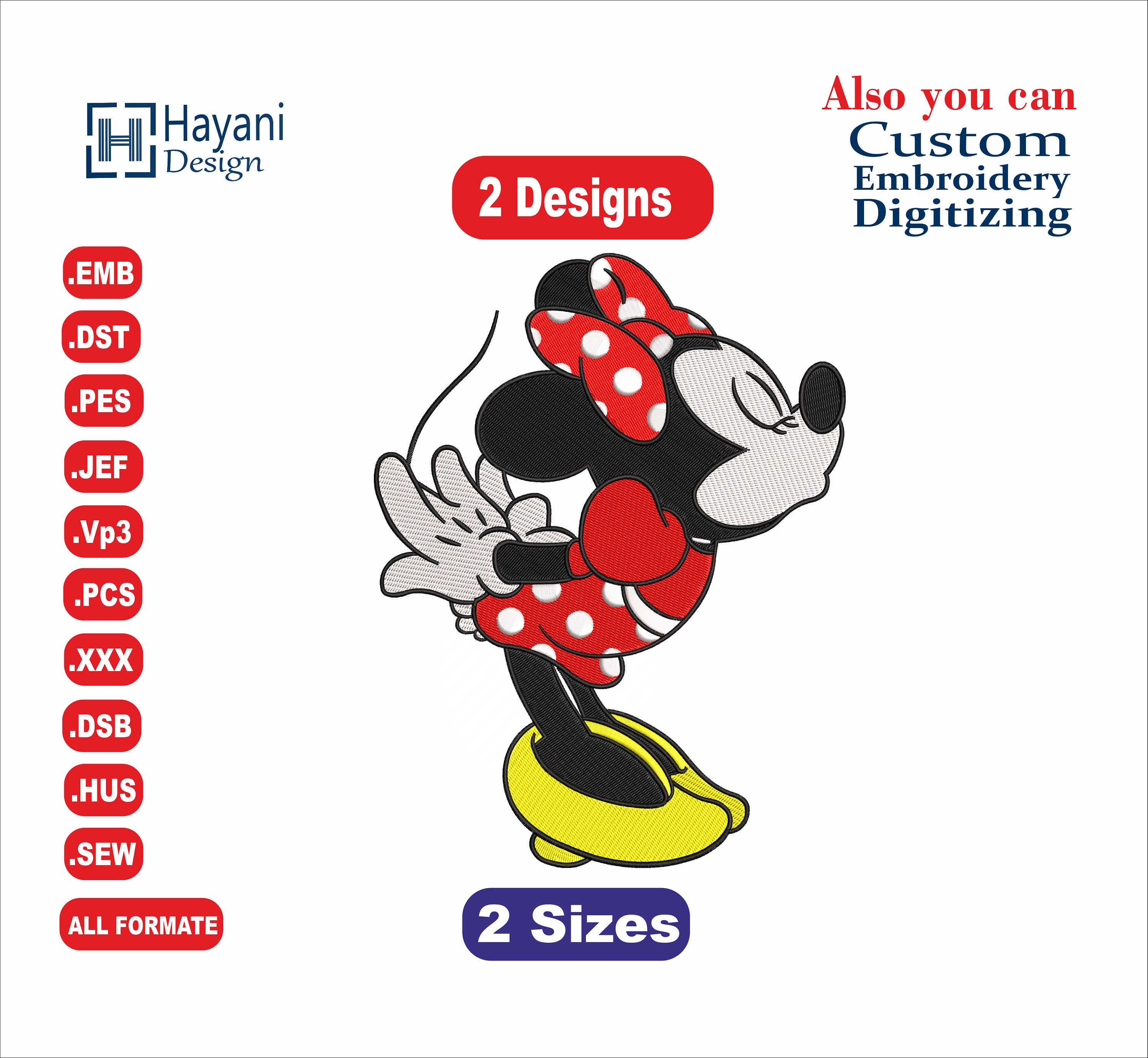 Mickey Mouse Embroidery Designs/6 Designs & 3 Size/ Mickey Mouse Girl ...