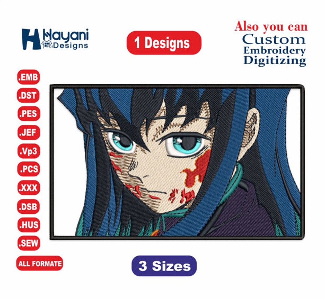 Anime Muichiro Tokito Embroidery Designs/1 Designs & 3 Size/ Machine ...