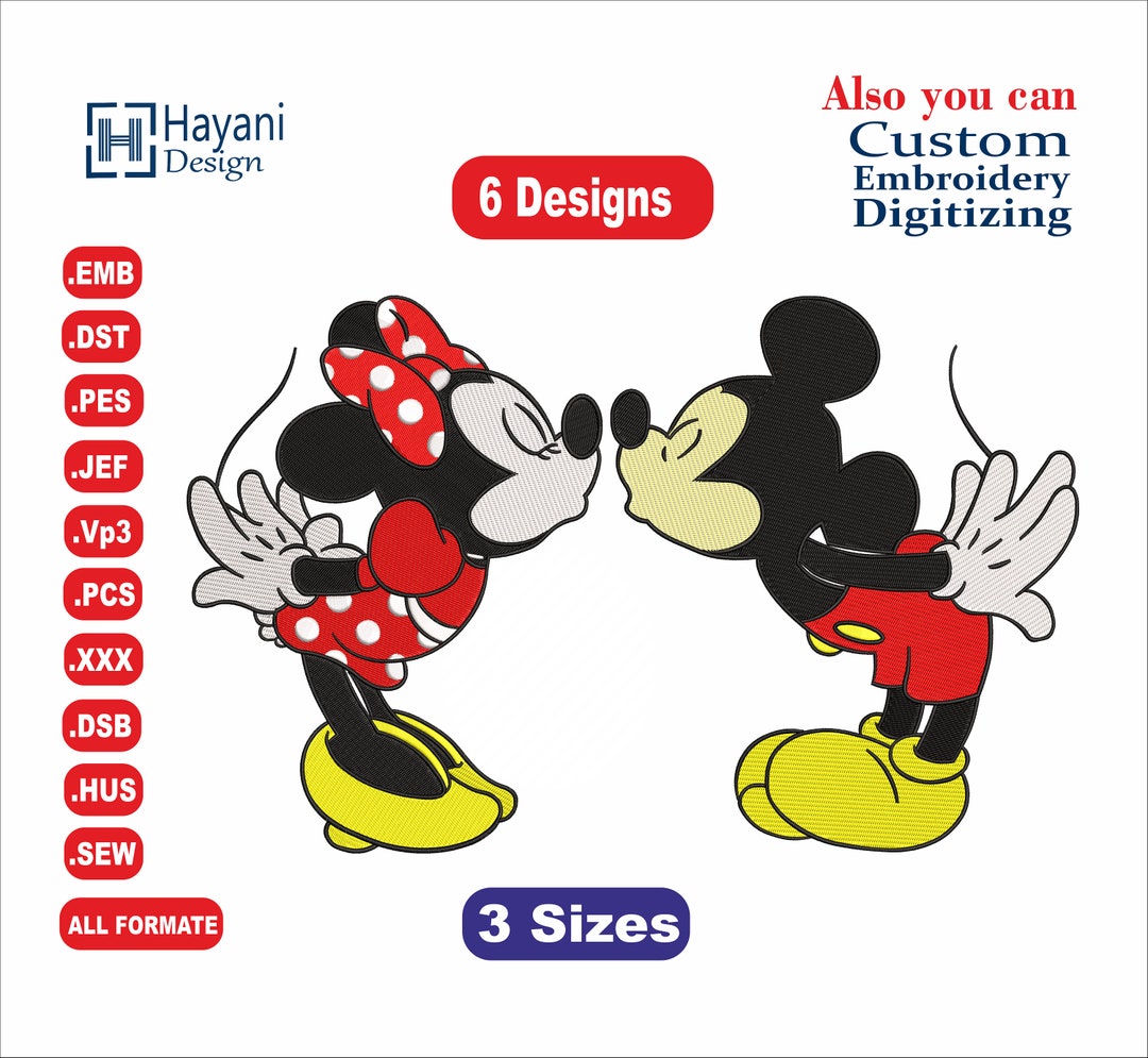 Mickey Mouse Embroidery Designs/6 Designs & 3 Size/ Mickey Mouse Girl ...