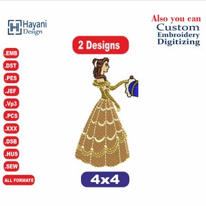 Princess Belle and the Beast Embroidery Design, Princess Belle ...