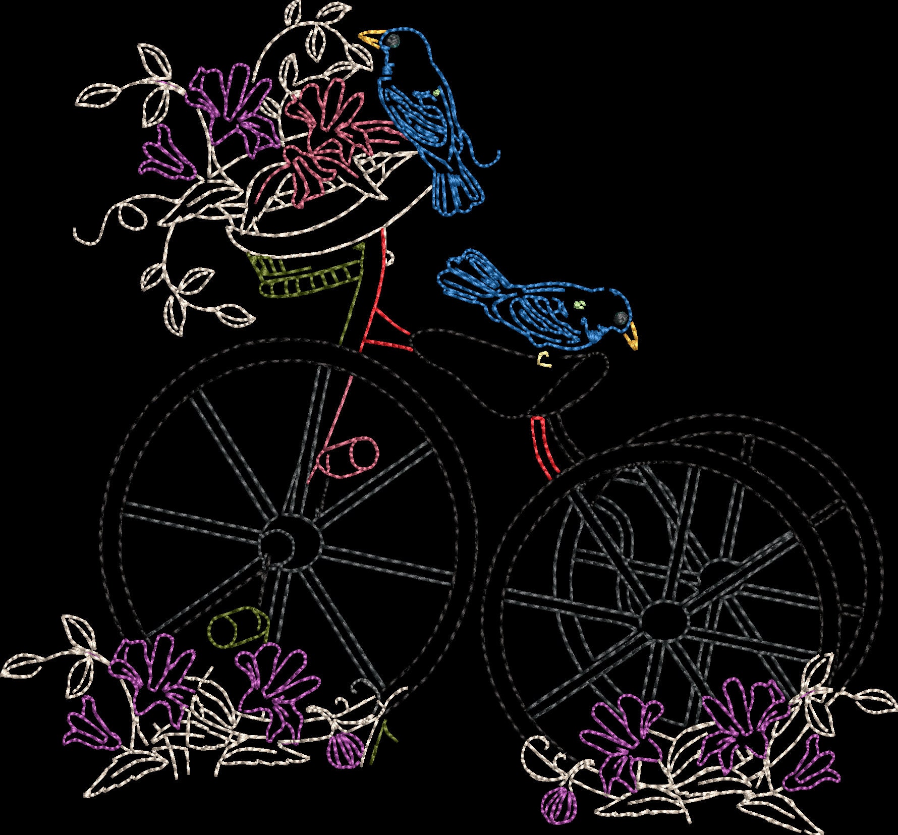 Bicycle Embroidery Design / Embroidery Designs / Bicycles With - Etsy
