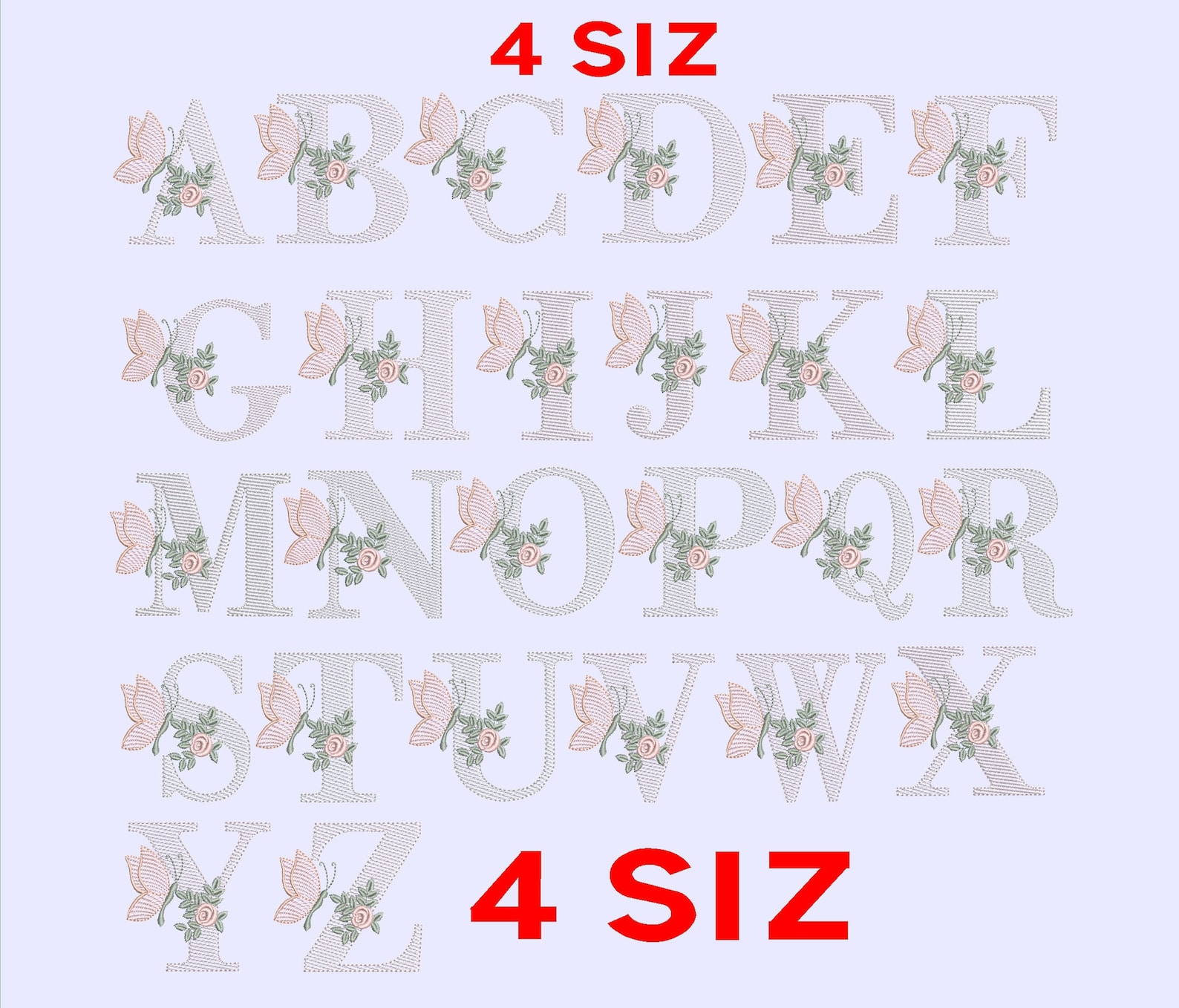 Alphabet Butterfly and Rose /font Embroidery Designs/ Letters ...