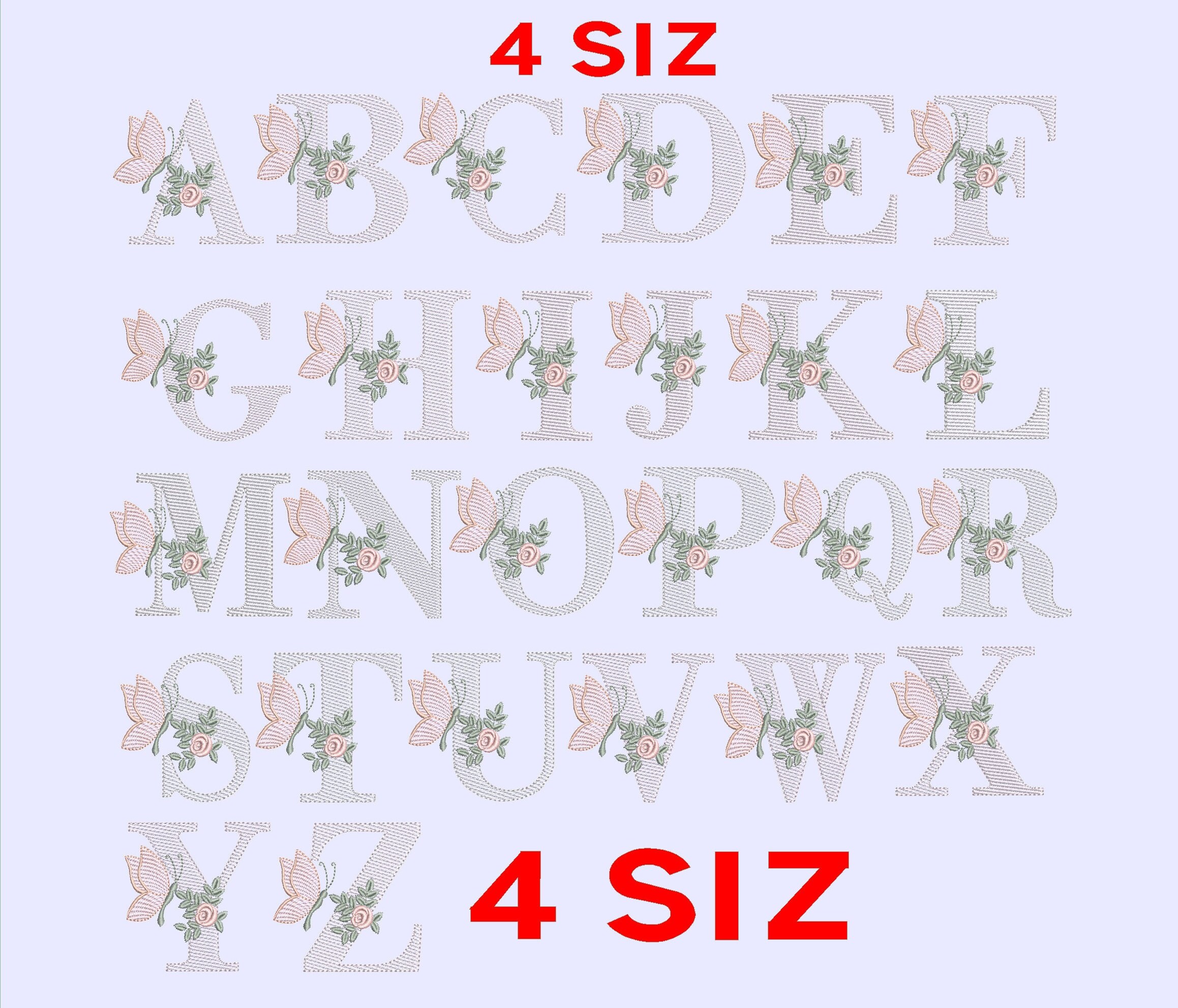 Alphabet Butterfly and Rose /font Embroidery Designs/ Letters ...
