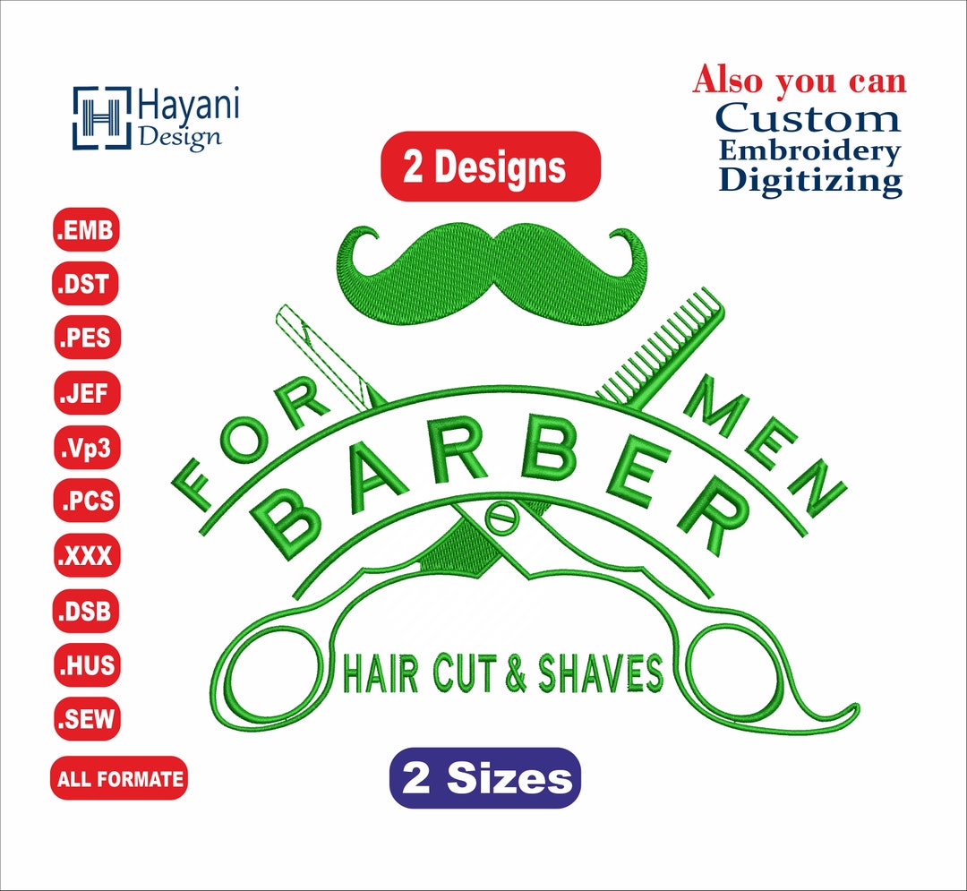 Barber for Men Embroidery Designs/2 Designs & 2 Size/ Barber for Men ...