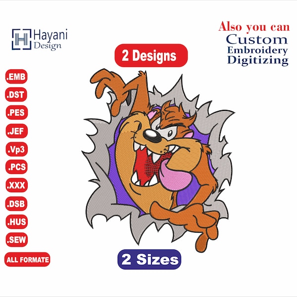 Taz Embroidery Machine Designs - Etsy