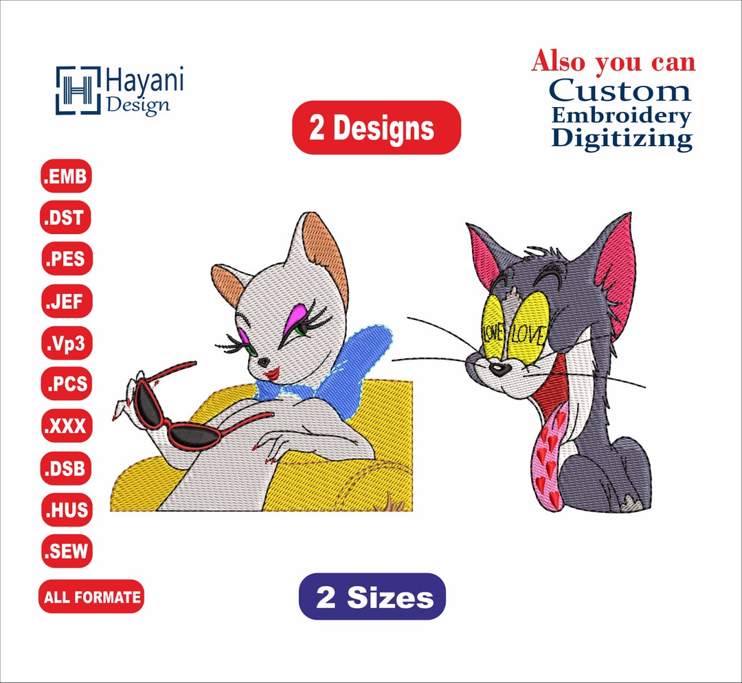 Tom and Jerry- Toodles Galore Embroidery Designs/2 Designs & 2 Size ...
