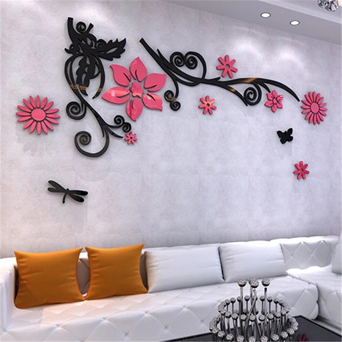 3D Flower Wall Decor Set CDR, SVG Cut File, Natural Dxf Files, Flowers ...