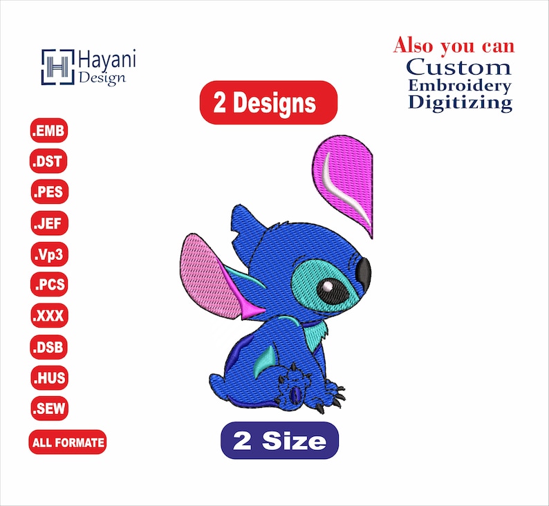 Stitch and Angel Embroidery Designs/2 Designs & 2 Size/ Machine ...