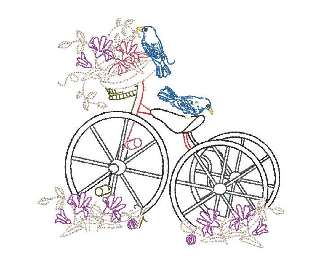 Bicycle Embroidery Design / Embroidery Designs / Bicycles With Flowers ...